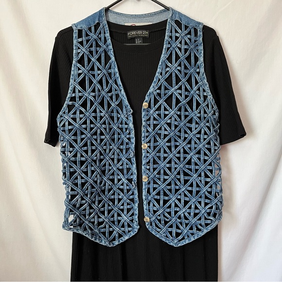 agapo | Jackets & Coats | Vintage Woven Denim Vest | Poshmark